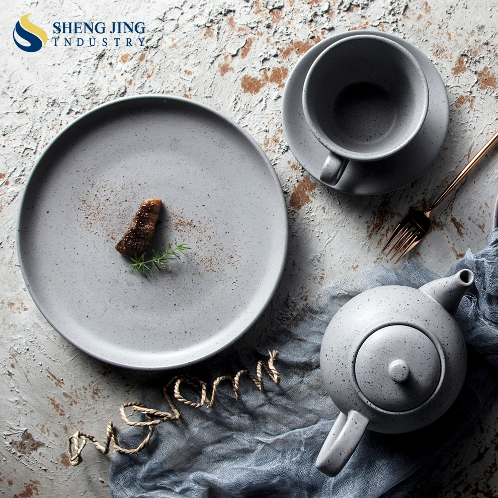 Alibaba.com: Shengjing Rustic Style Grey Dot Glaze Ceramic Tableware ...