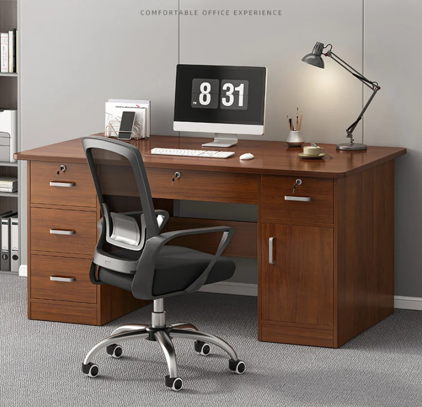Simple Modern Home Office Desk and Chair Combination Staff Single ...
