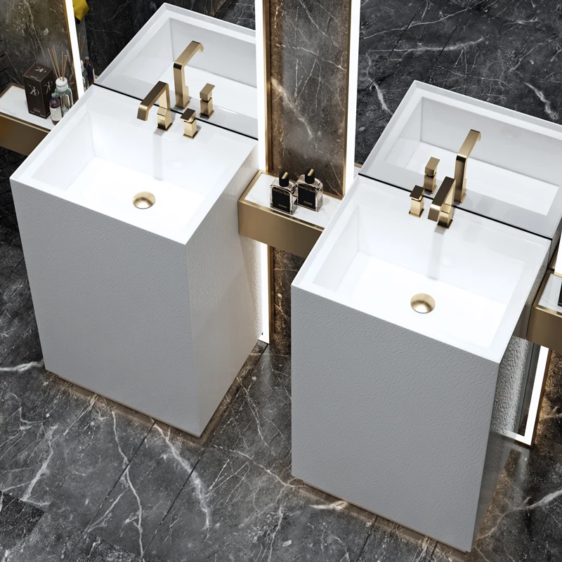 Commercial Pedestal Wash Basin Public Freestanding Solid Surface Bathroom Pedestal Sinks - Buy ...