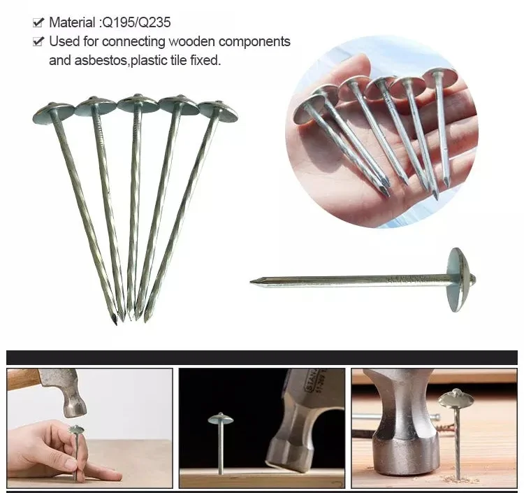 Twisted Corrugated Roofing Nails/galvanized Umbrella Head Roofing Nails ...