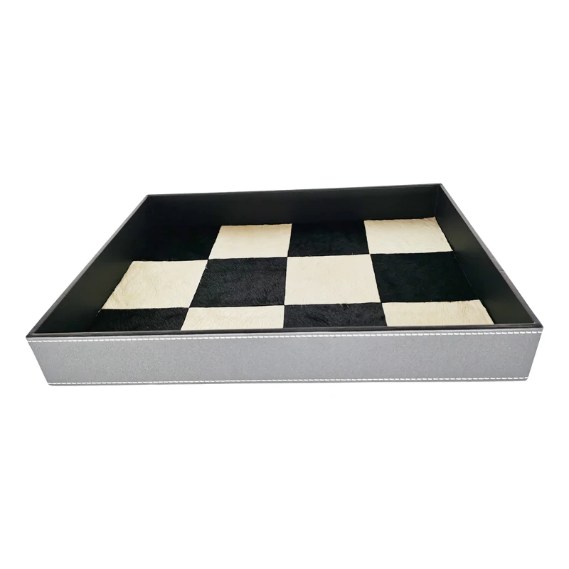 Luxury Genuine Cowhide Classical Checkerboard Moroccan Checkered Rug ...