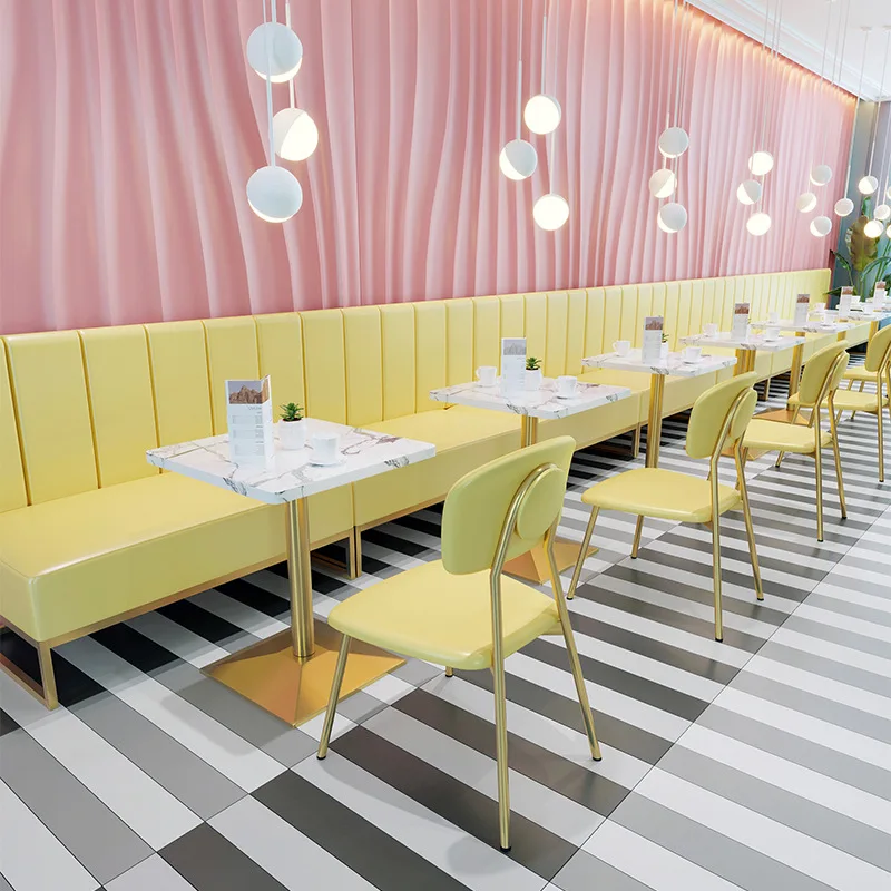 Coffee Shop Cafeteria Restaurant Furniture Channeled Upholstery Pink ...