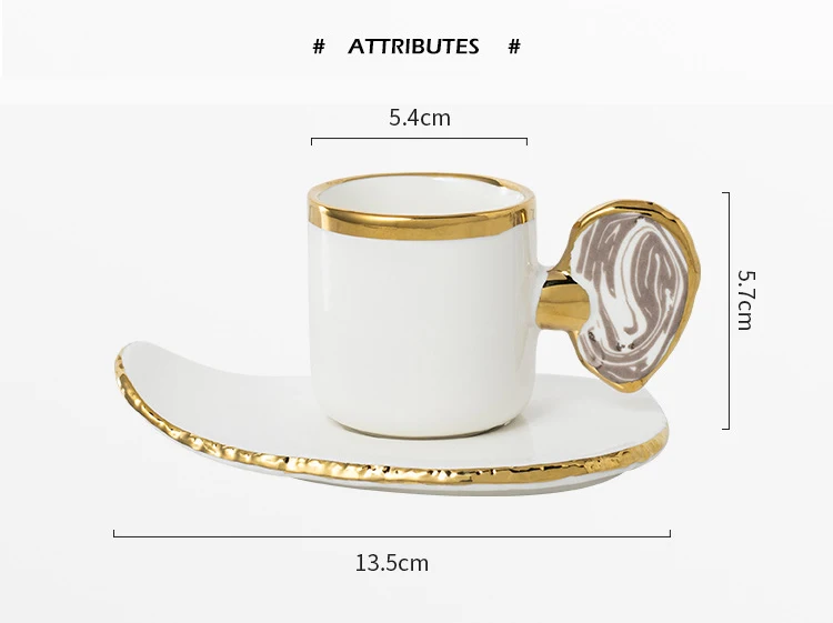 Custom European Exquisite Luxury Ceramic Coffee Cup and Saucer Set of 6 ...