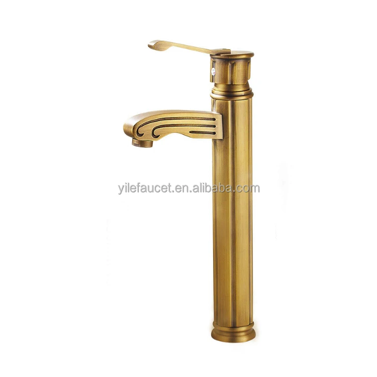 Single Hole Unique Vessel Basin Taps Antique Brass Bathroom Sink Faucet ...