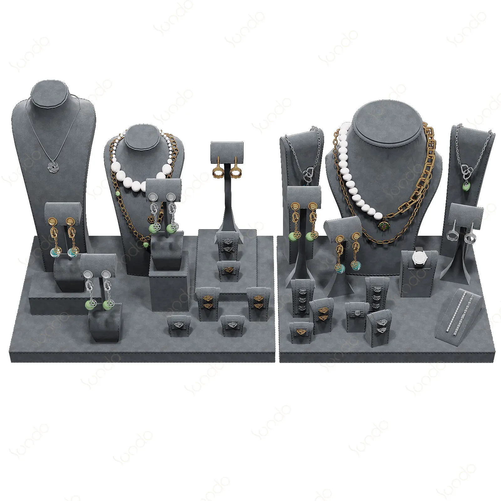 Luxury Jewelry Display Counter - Suede Props Set for Window Show