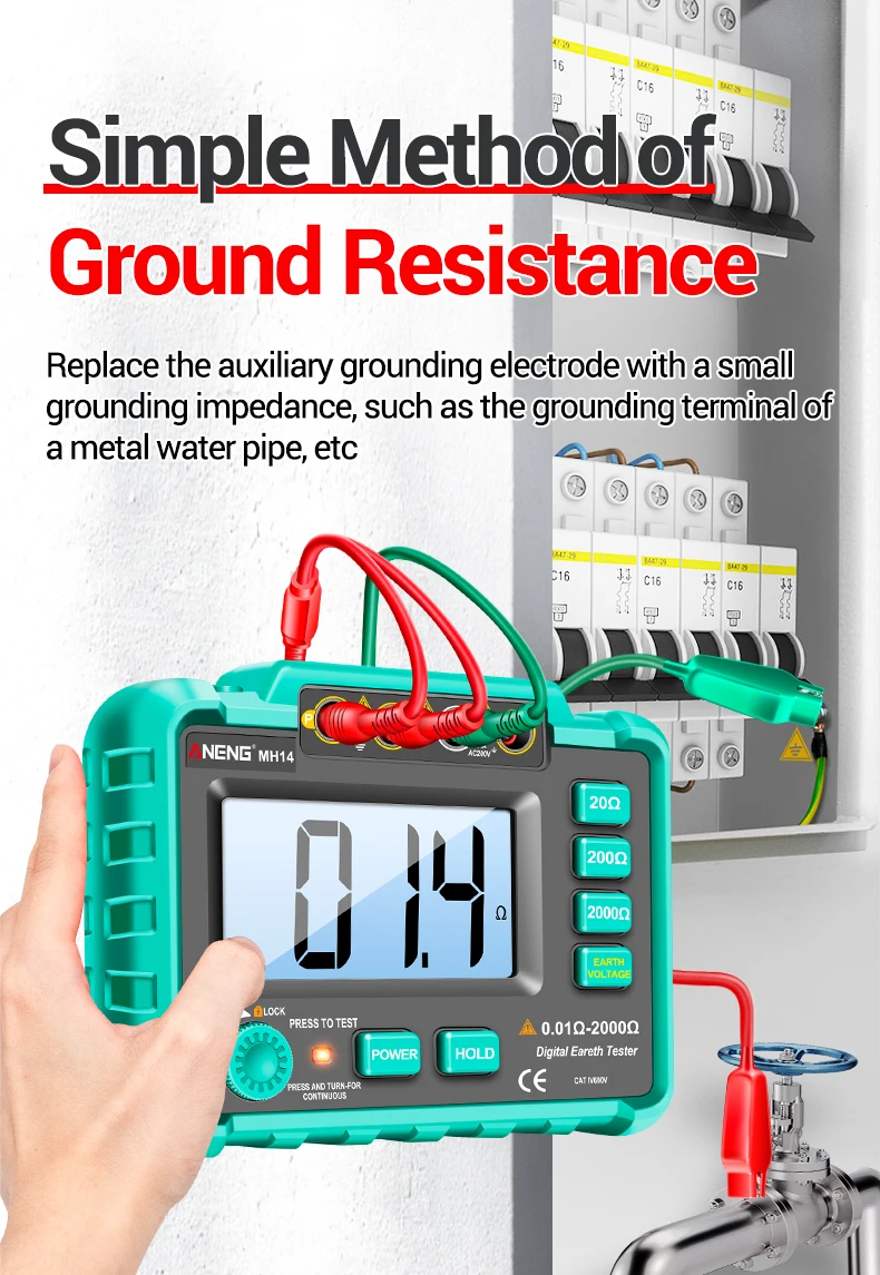 ANENG MH14 Digital Insulation Ground Resistance Megohm AC 200vrms Meter