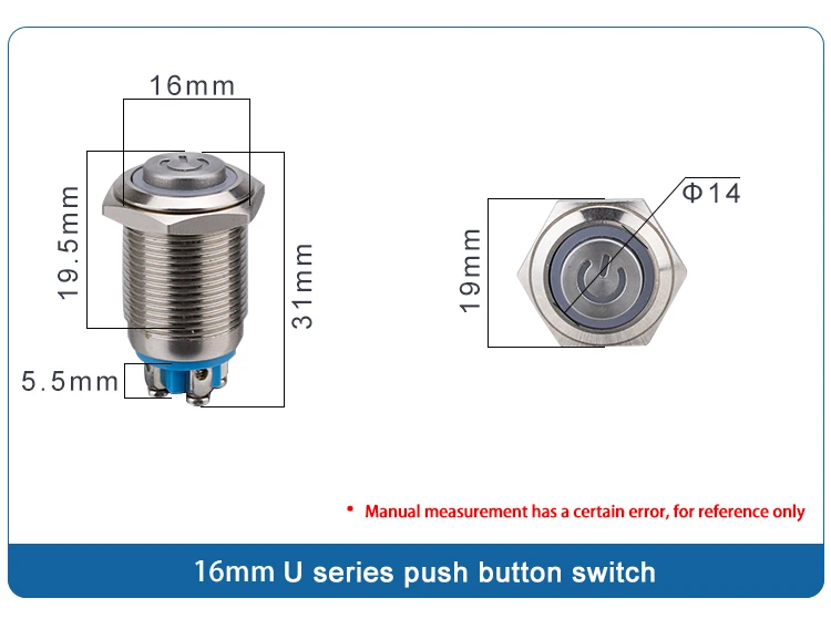 Angel Eye Led Push Button Switch Dc12v 16mm Yellow Circle On/off 16mm ...