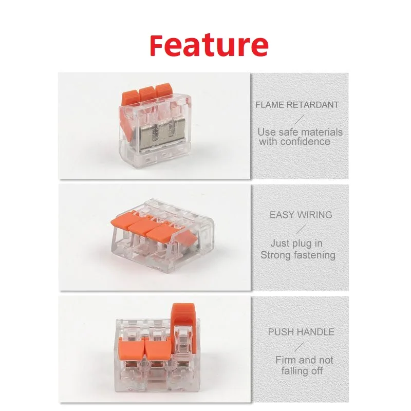 Universal Compact Conductor Terminal Block Lever Home Wire Connector, 2 ...