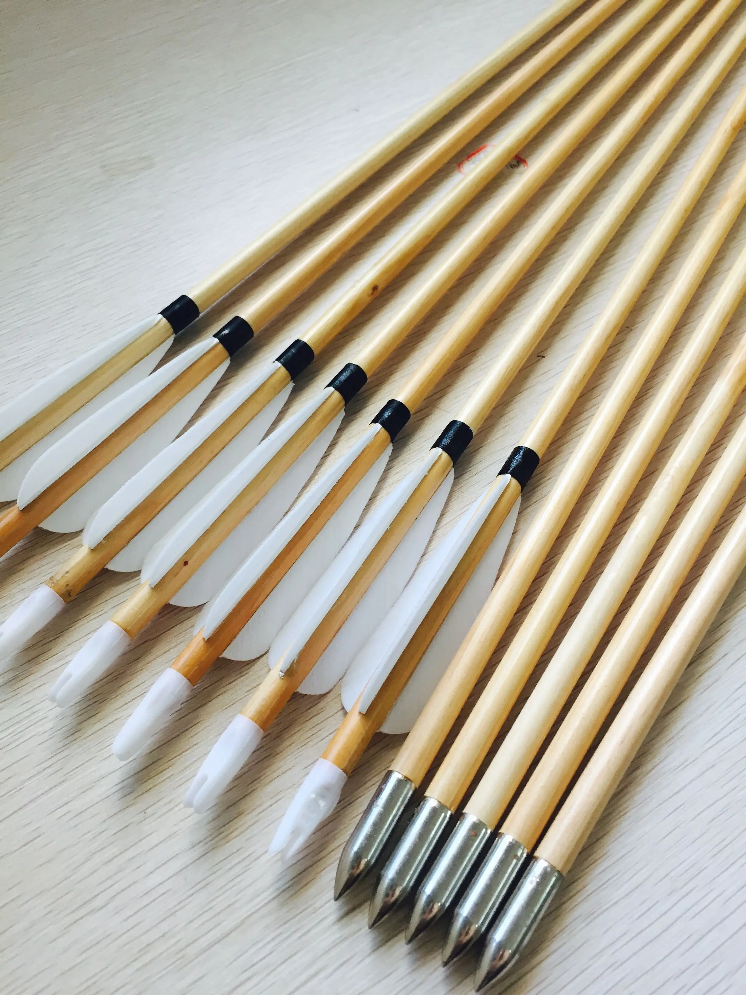 Archery Dia 8MM 35~55lbs Bamboo Wood Shafts Self Nocks Handmade Hunting ...