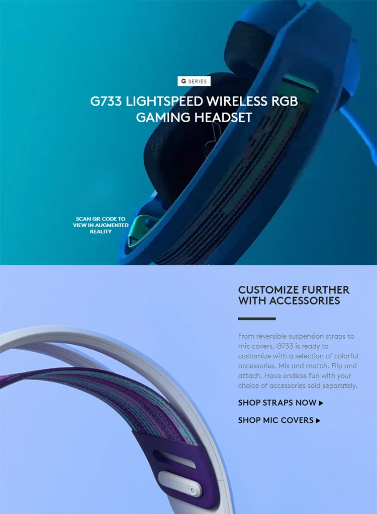 Logitech G733 Wireless RGB Gaming Headset - Immersive Audio