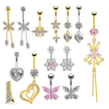 Gaby Not Tarnish 316l Surgical Steel Waterproof Stainless High End 14k Belly Button Ring 18k ...