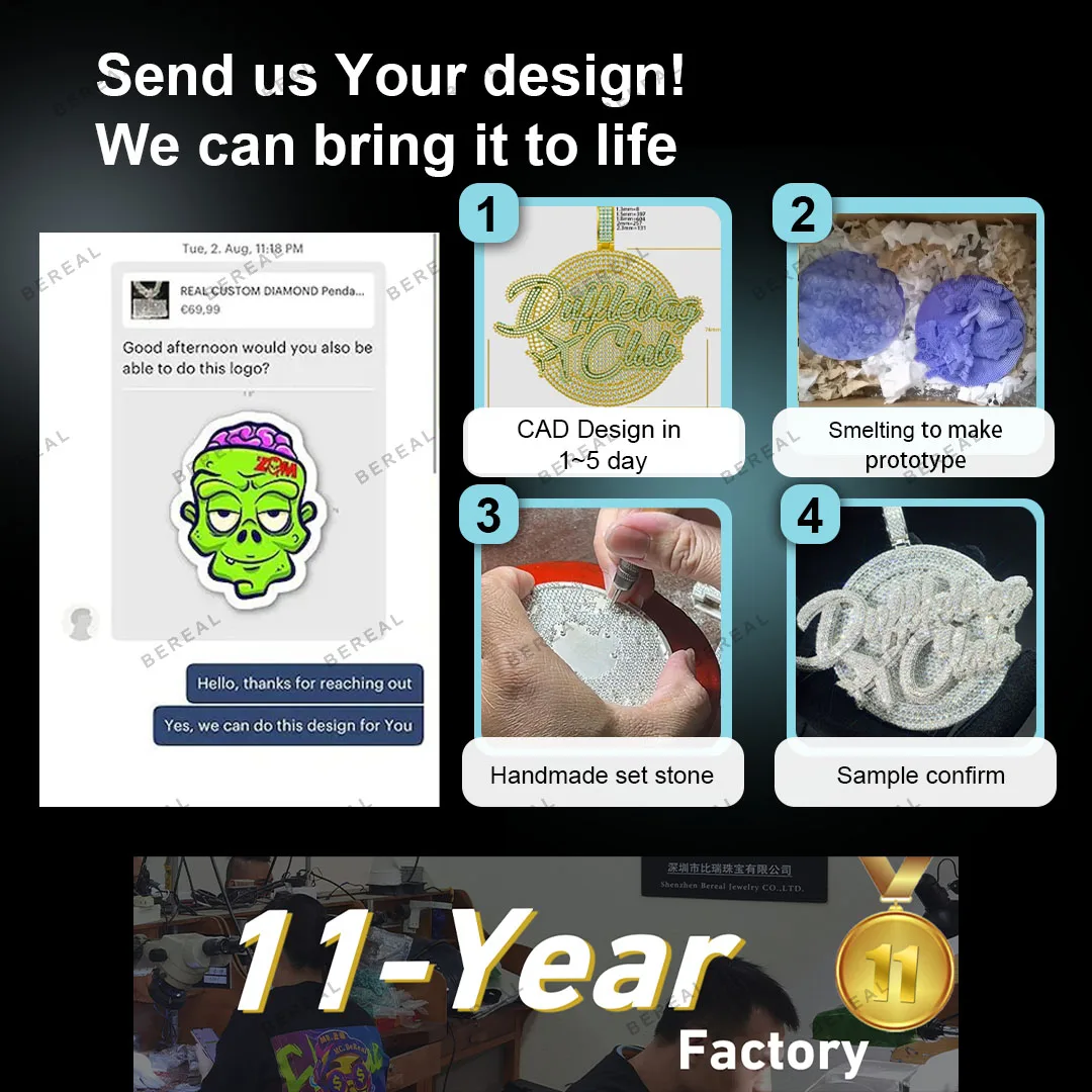 3" Color Dripping Oil Cartoon Avatar VVS Moissanite Pendants Factory ...