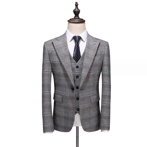 Italian 3 Piece Jacket Pant Vest Print Casual Suit Slim Fit Wedding ...