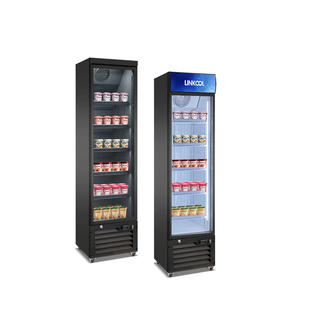 Slim Display Freezer Mini Ice Cream Display Vertical Glass Fridge ...