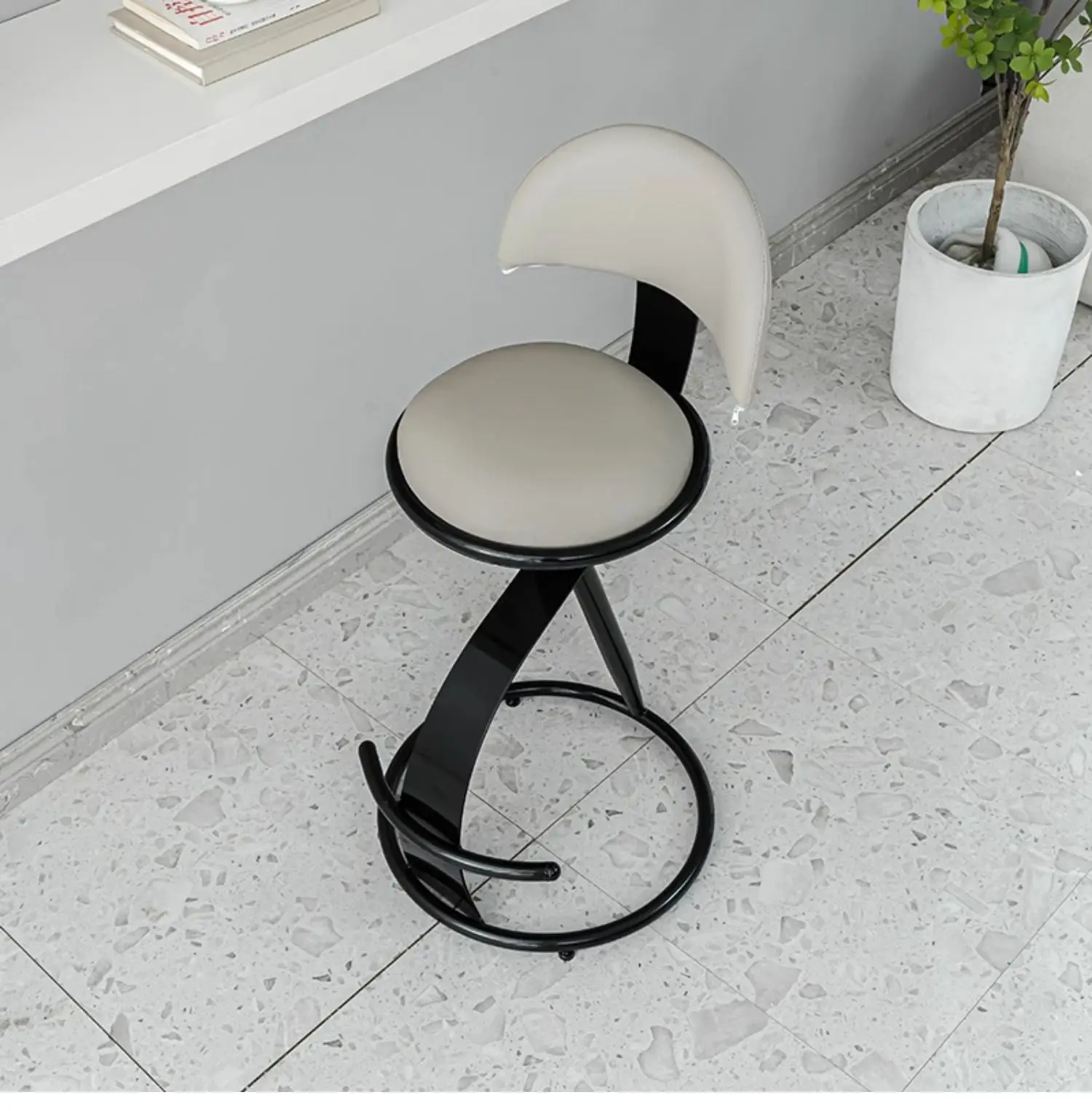 Italian Stainless Steel High Stool - Modern Bar Chair