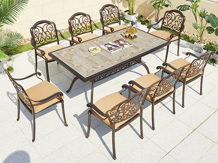 French Commercial Patio Rectangular Table Chairs Outdoor