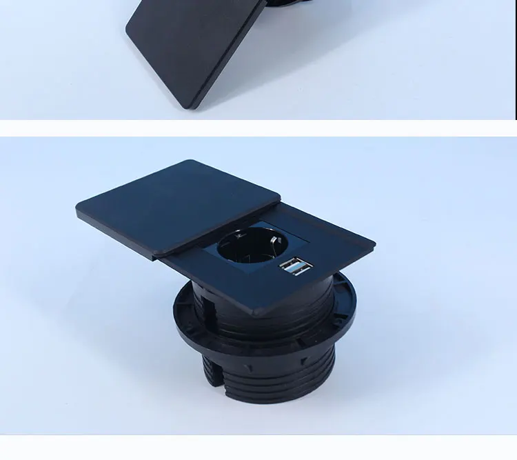 1 Ac Outlets Flush Mount Power Grommet With 2 Usb Charging Ports Black ...