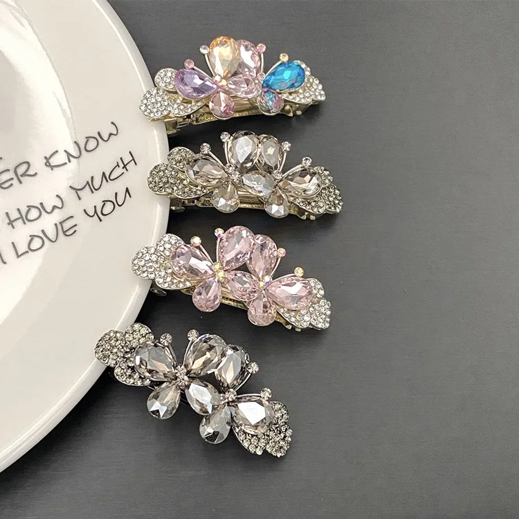Luxury Crystal Butterfly Hair Clip Custom Color Alloy Hairpin Women ...