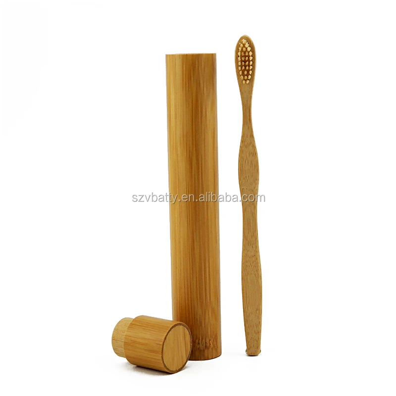 Customized Natural Bamboo Toothbrush Wooden Toothbrush Travel Holder ...
