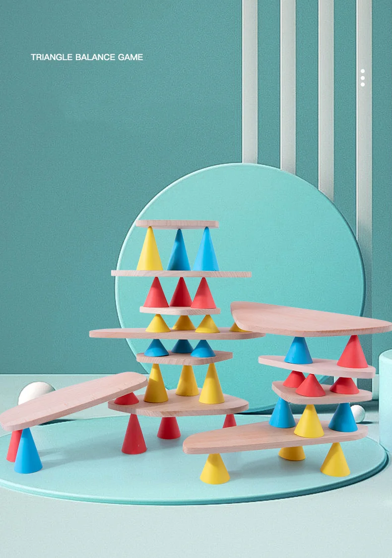 Wooden Triangle Cone Stacking Blocks - Early Education Toy
