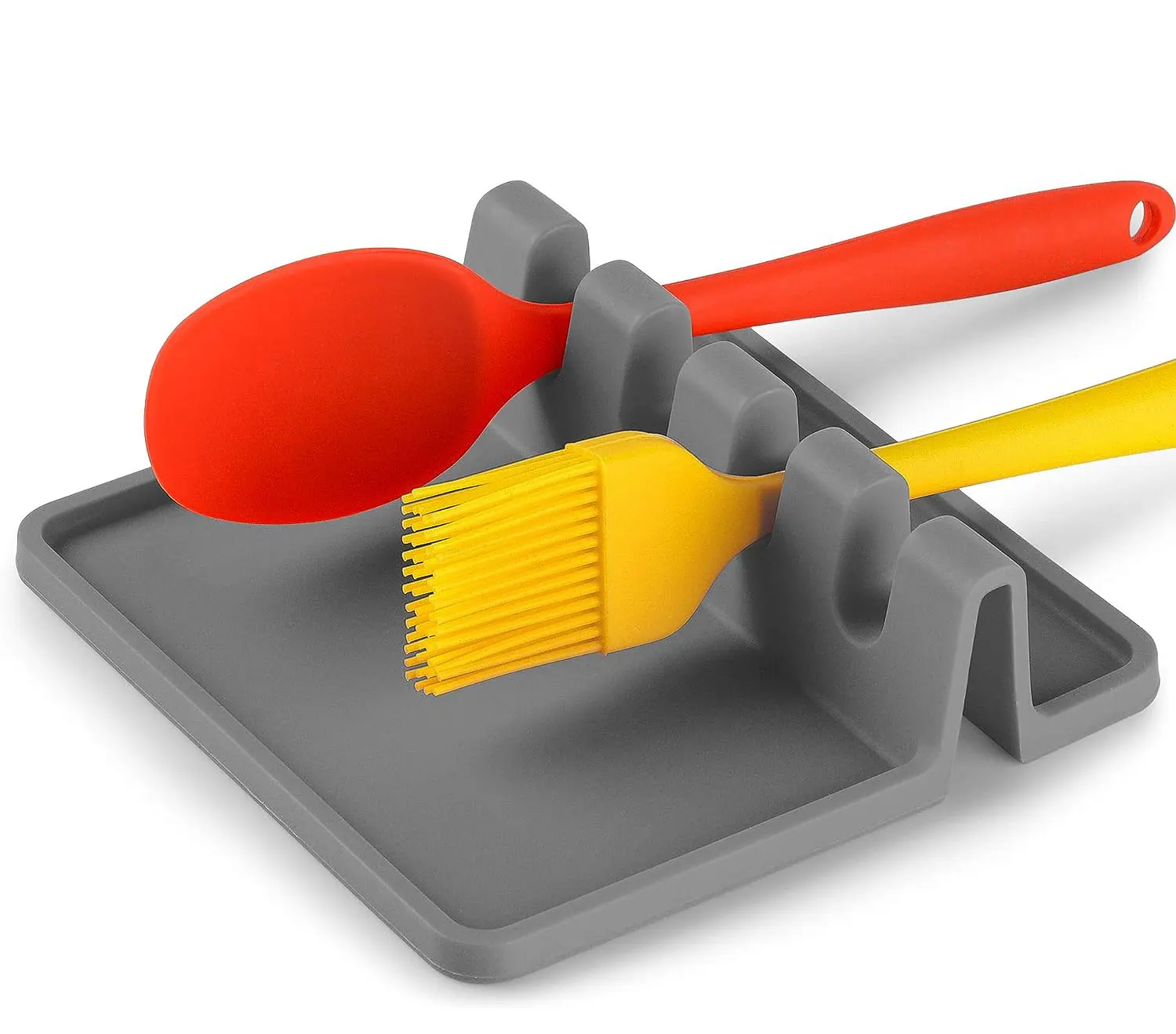 Silicone Utensil Rest With Drip Pad For Multiple Utensils Heat ...