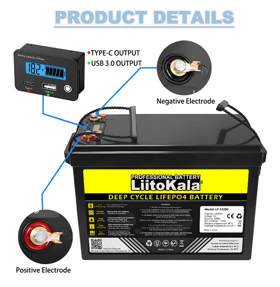 Liitokala Deep Cycle Solar Battery 12v 200ah Lithium Ion Batteries ...