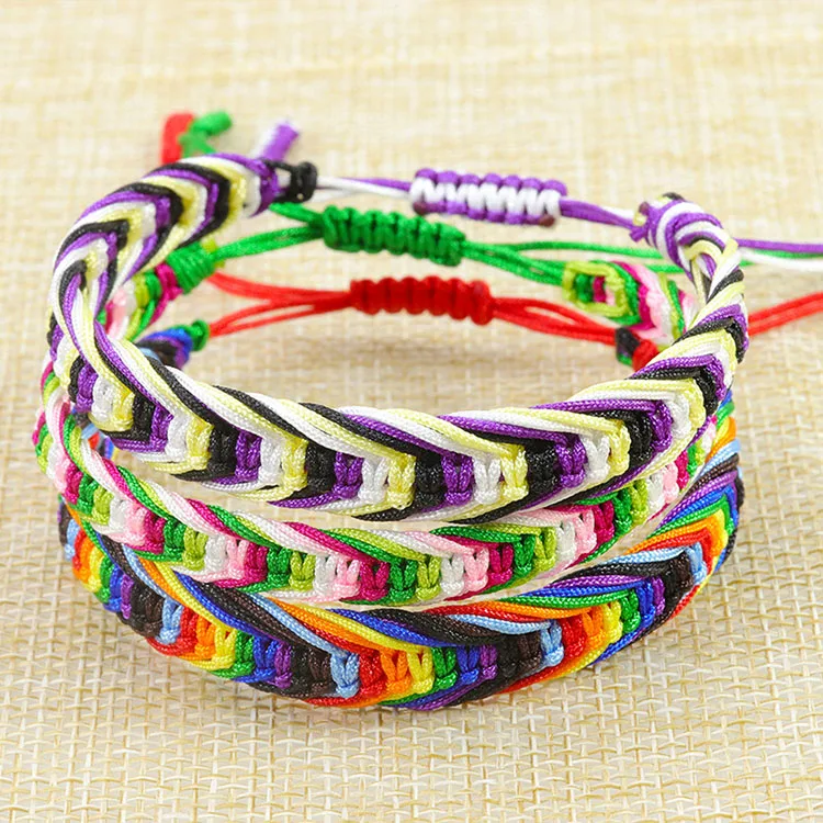 FL0982 Hot Sale Bohemian Cheap Rainbow Multicolor Woven Friendship ...