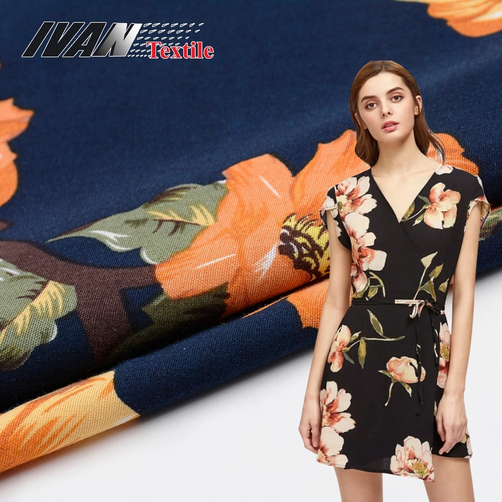 Tela De Rayón Para Vestido,Tejido Con Estampado Floral 100,Duradero,A La Moda,Gran Oferta - Buy ...