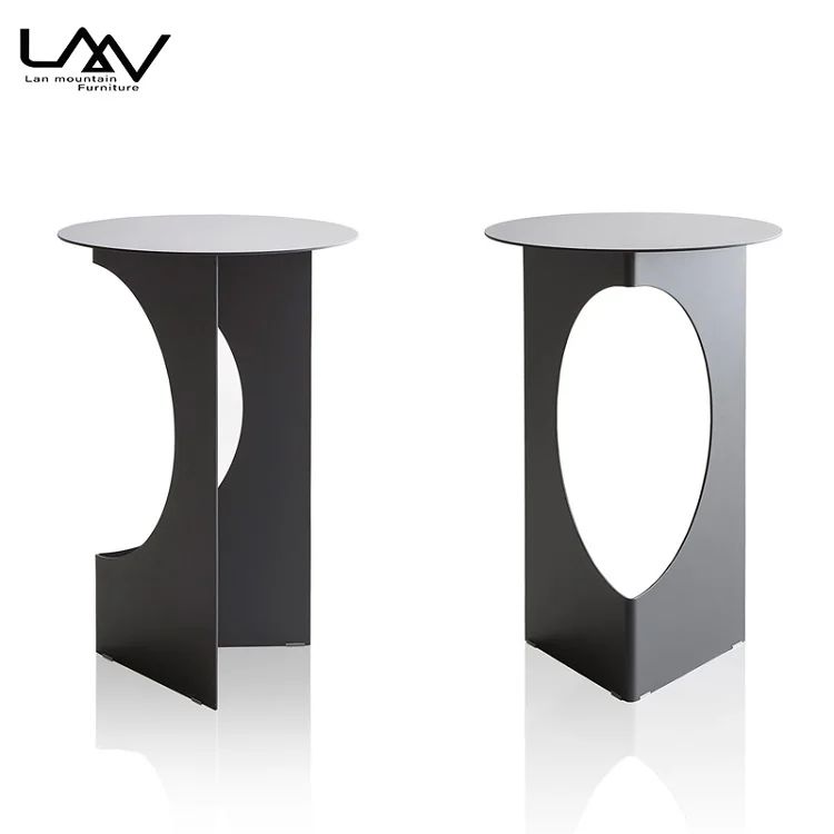 Creative Design Metal Round Side Table Living Room Bedroom Simple Black ...