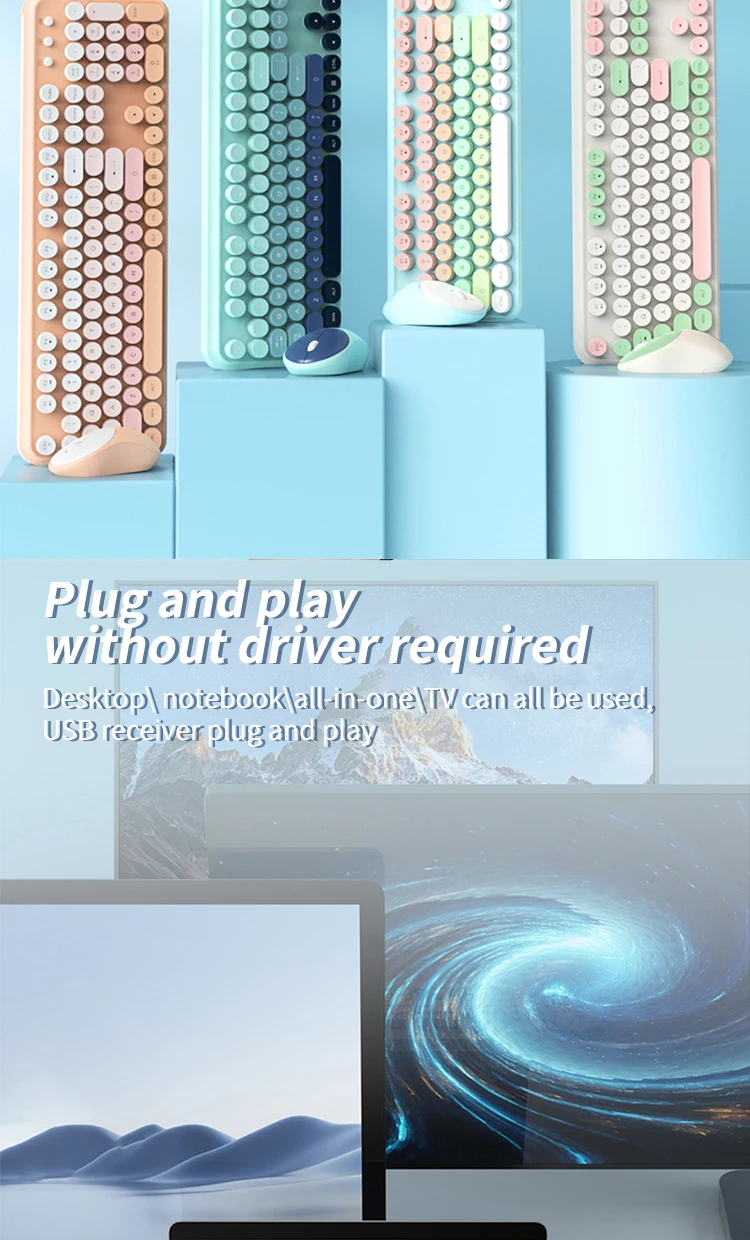 Wireless Keyboard And Mouse Combo Retro Typewriter Wireless Keyboard ...