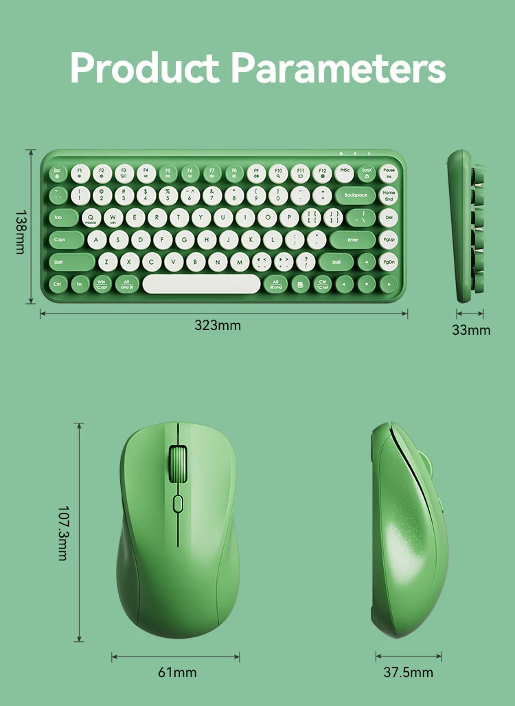 BOW Fashion 2.4G Wireless 85 Keys Punk Retro Buttons Keyboards for ...