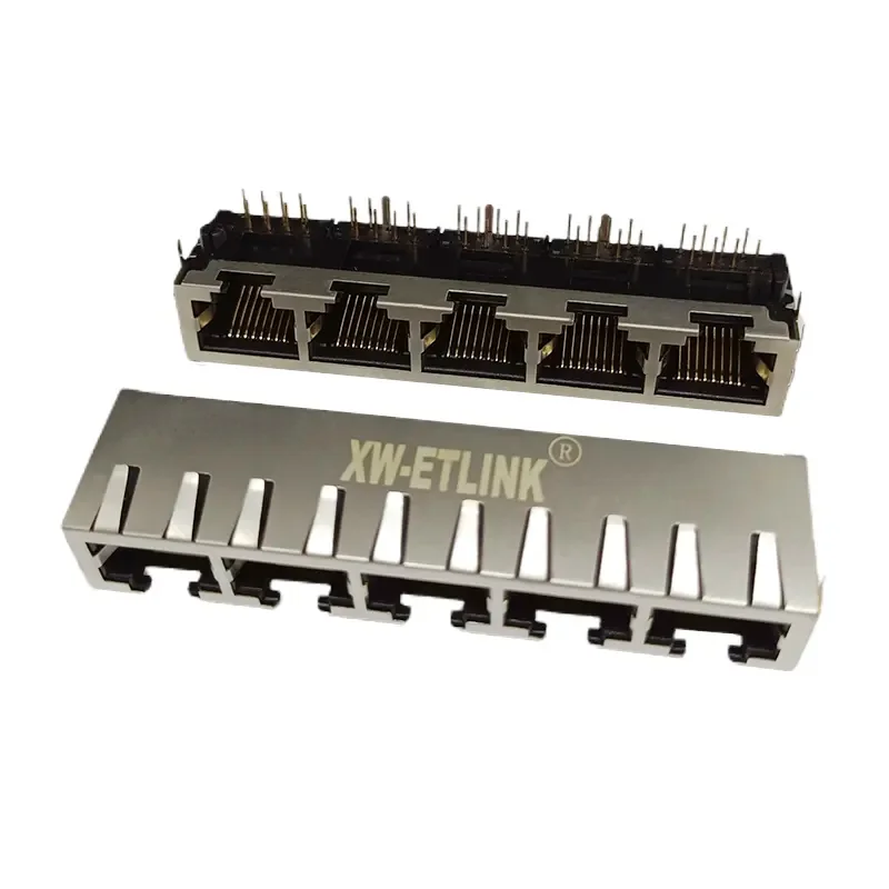1x5 Port EMI Rj45 Female Connector Socket Rj45 Modular Jack Network ...