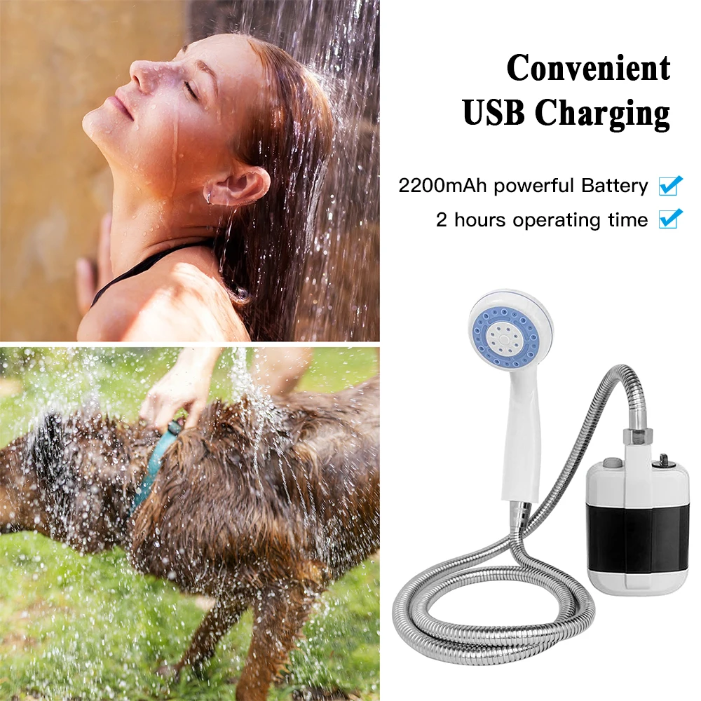Outdoor Portable Rechargeable Camping Shower With Usb Shower Head With ...