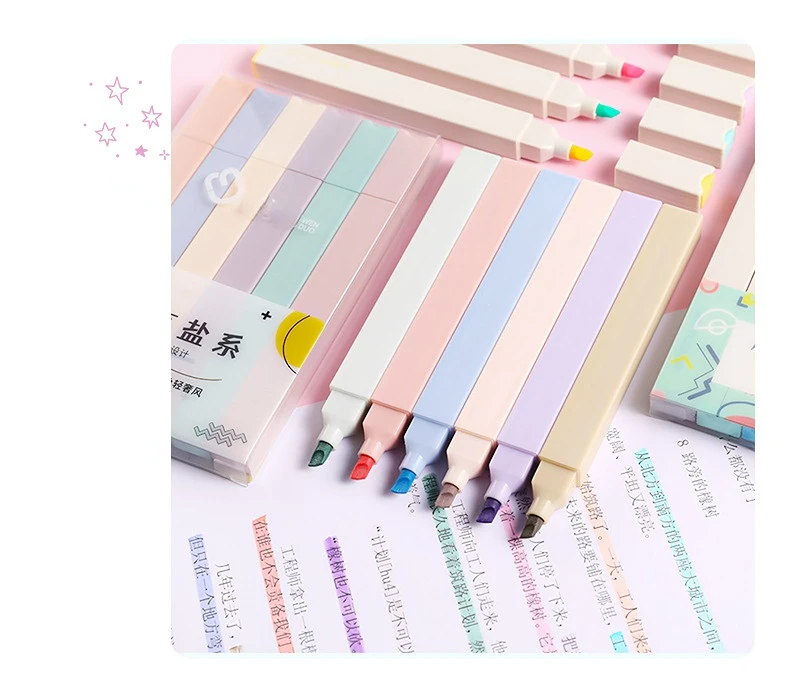 Cute Morandi Soft Head Highligters Fluorescent Marker Creative ...