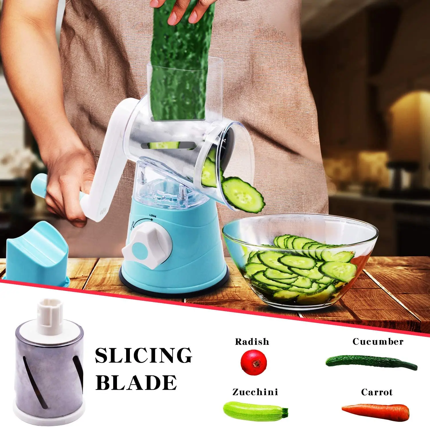 Rotary Cheese Grater Shredder Chopper Cutter Round Tumbling Box ...