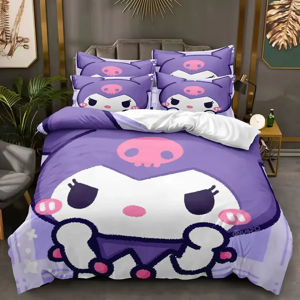 sanrios Kuromi Kawaii Printed Bedspread Quilt Cover Bedding Quilt Cover ...