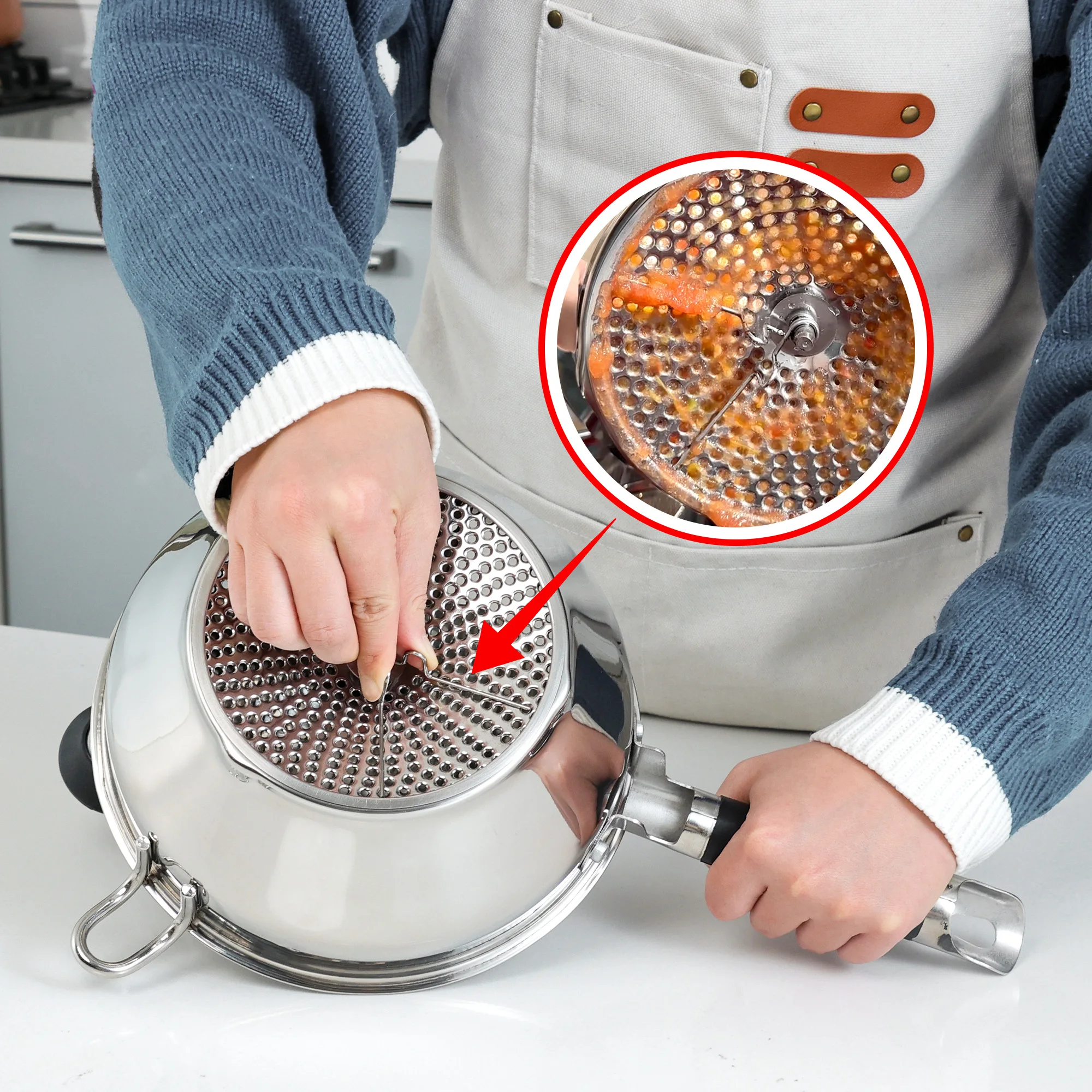 Rotary Stainless Steel Food Mill Strainer And Stainless-steel Mixing ...