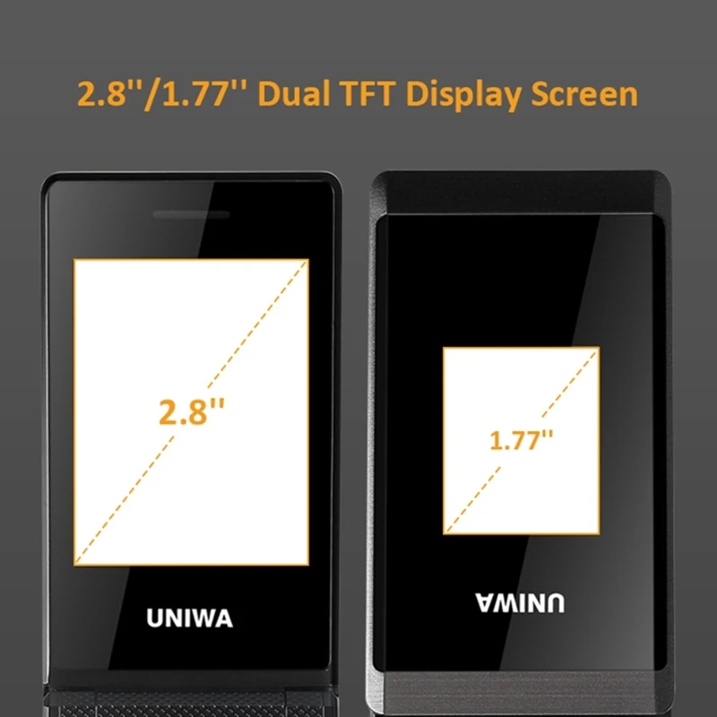 Uniwa X28 Flip Phone 2.8 Inch + 1.77 Inch Dual-screen 1200mah Battery ...