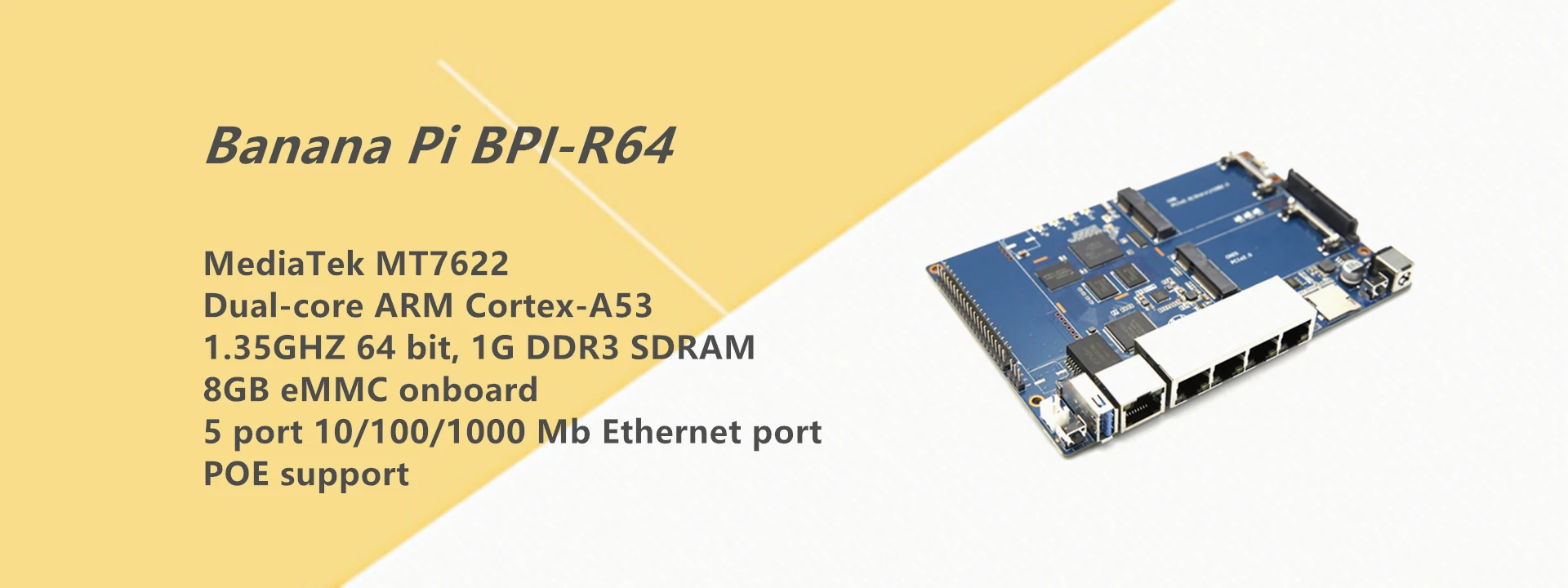 Original Smart Router Board Bpi- R64 1g Ram+8g Emmc Mediatek Chip 64 ...