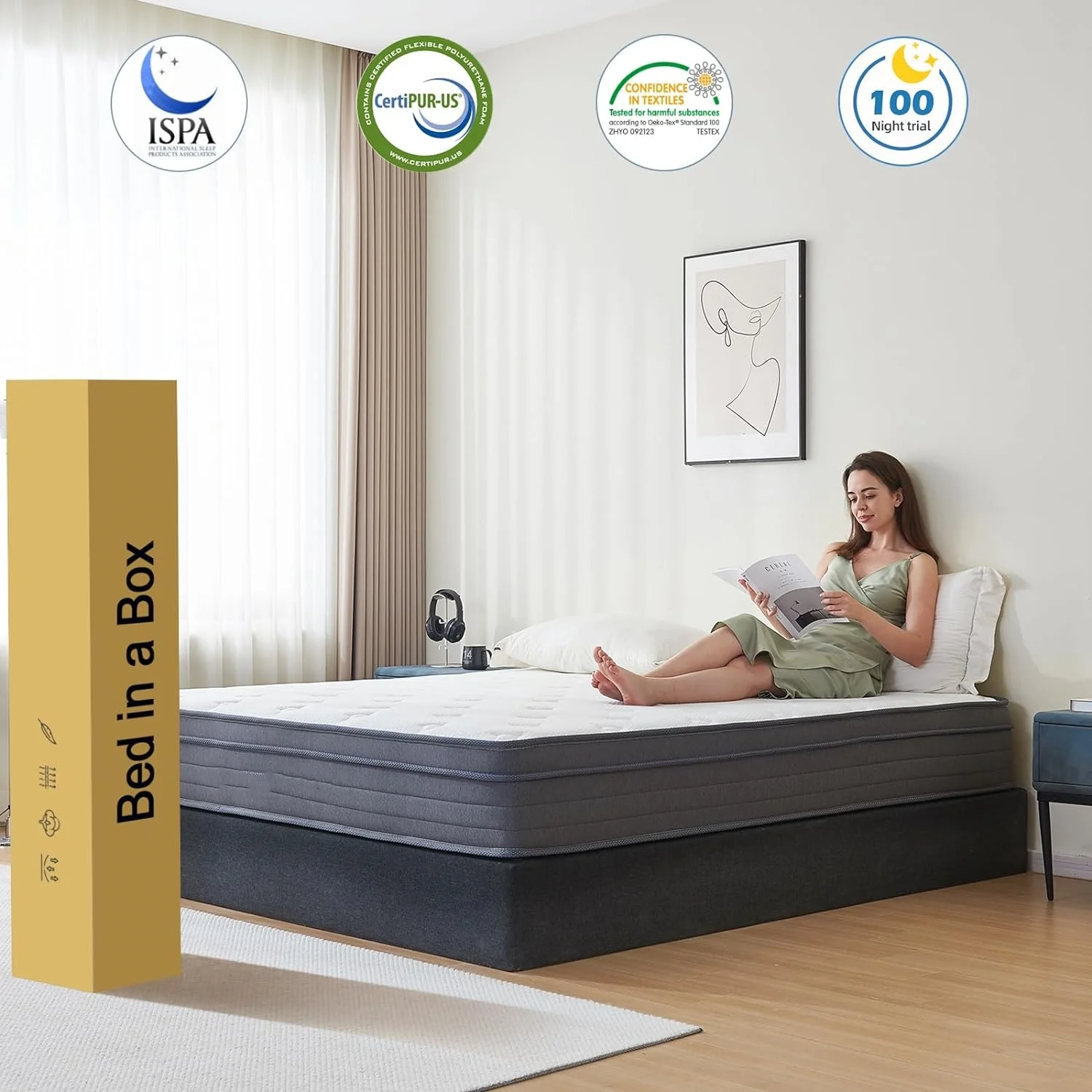 Healthy Queen Hotel Quality Compressed Memory Foam Mattress Roll-in-a ...