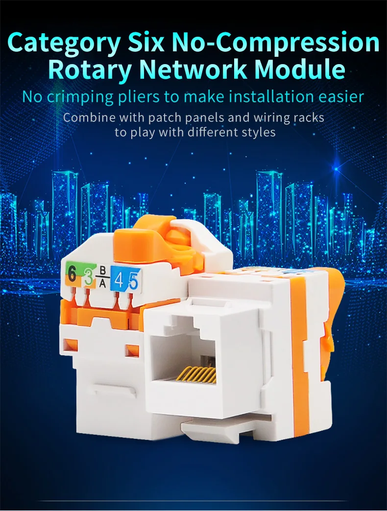 Rj45 Network Cat6 Keystone Jack Unshielded Rotate Single Port Utp ...