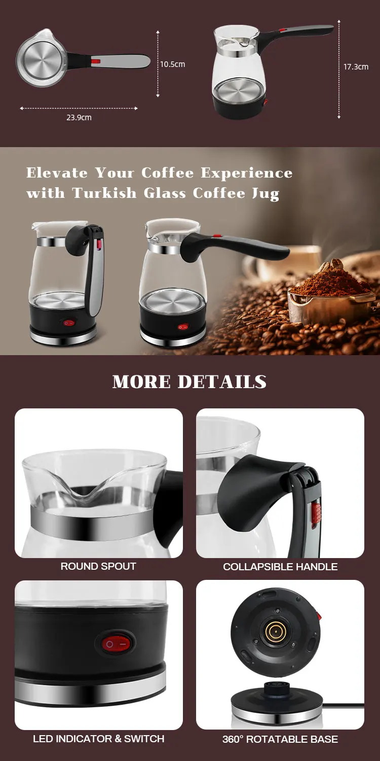 Glass Turkey Coffee Maker Portable Electrical Coffee Pot Boiled Milk ...