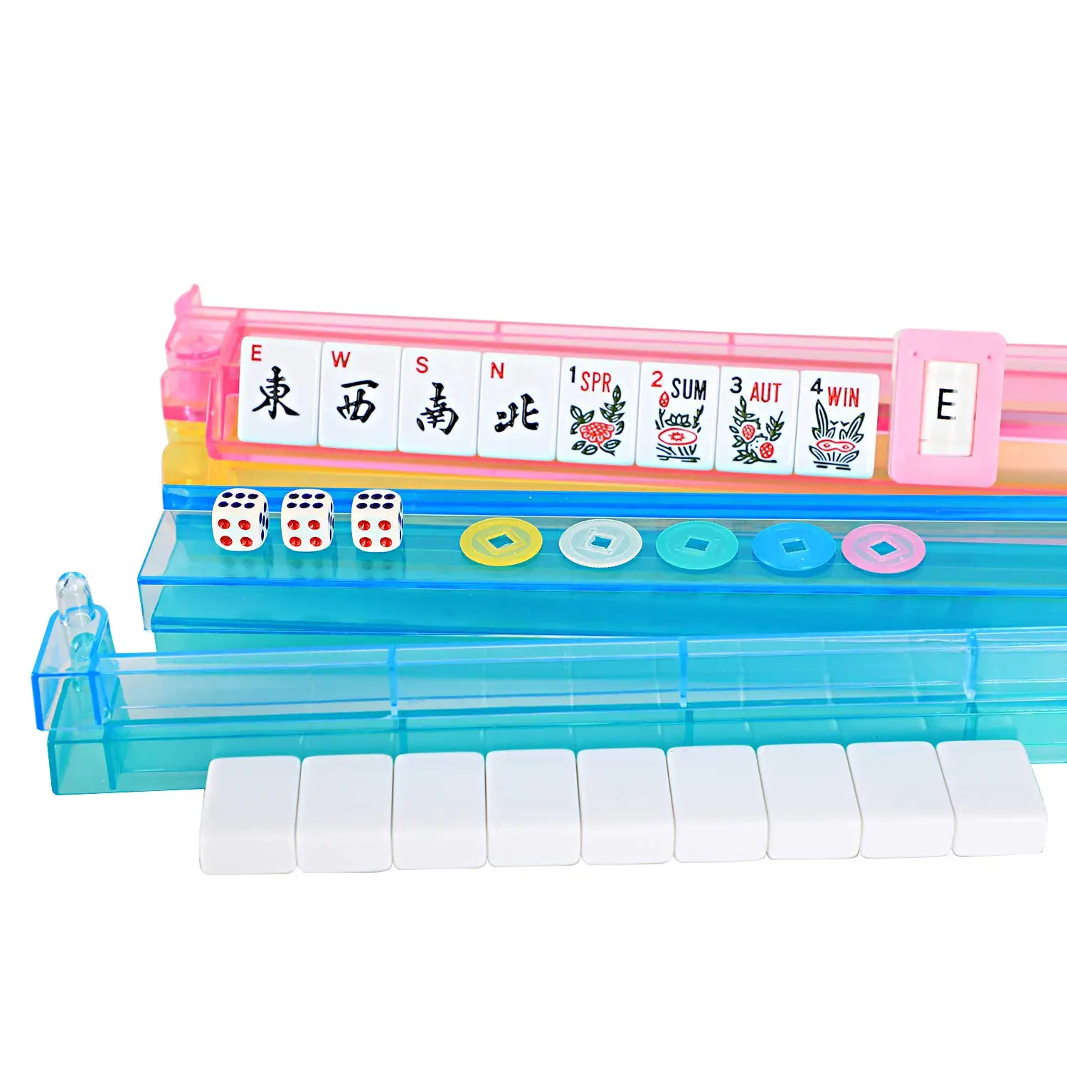 Neon Pink American Style Mah-Jongg Pushers 166 Tiles Mahjong Set Racks ...