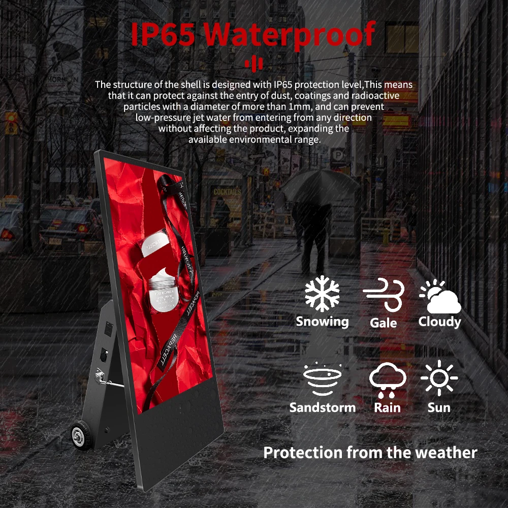 43 Inch Outdoor Portable Advertising Display Bluetooth With Battery Lcd ...