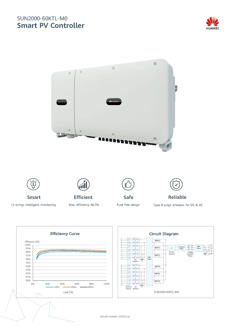 Huawei Inverter Sun2000-60ktl-m0 Three Phase 60kw Huawei Solar Inverter ...