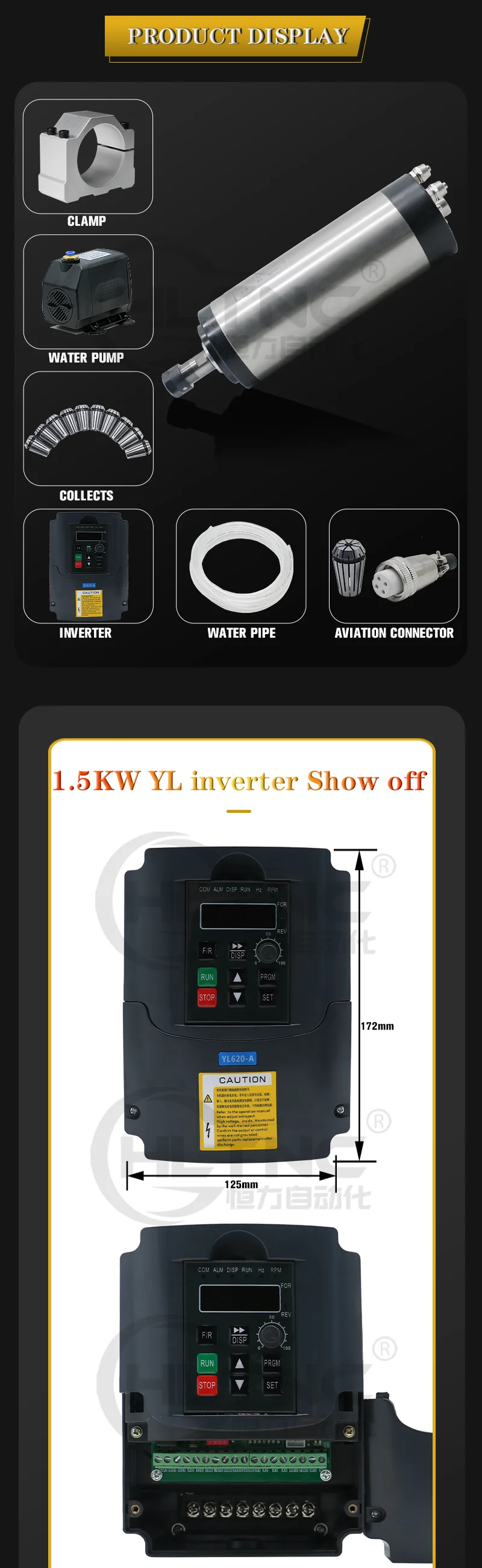 Circular 24000rpm Water Cooling 220v 80mm Spindle 1.5kw Cnc Lathe ...