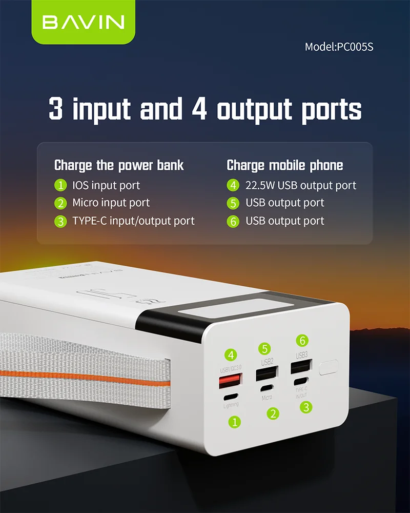 BAVIN 22.5W 50000mah Portable Power Station - Fast Charging