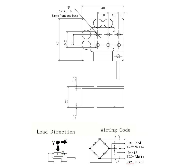Stock High Accuracy 3 Axis Force Sensor 3 Axis Load Cell 5N 10N 20N 30N ...