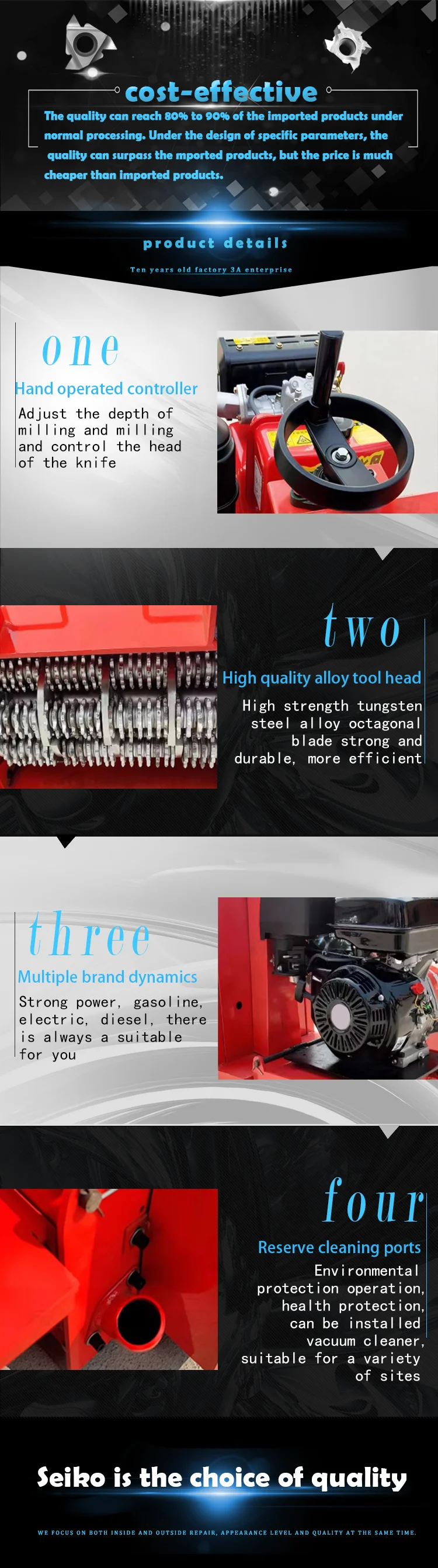 Concrete Road Chisel Milling Machine Walking Diesel Planer Milling ...