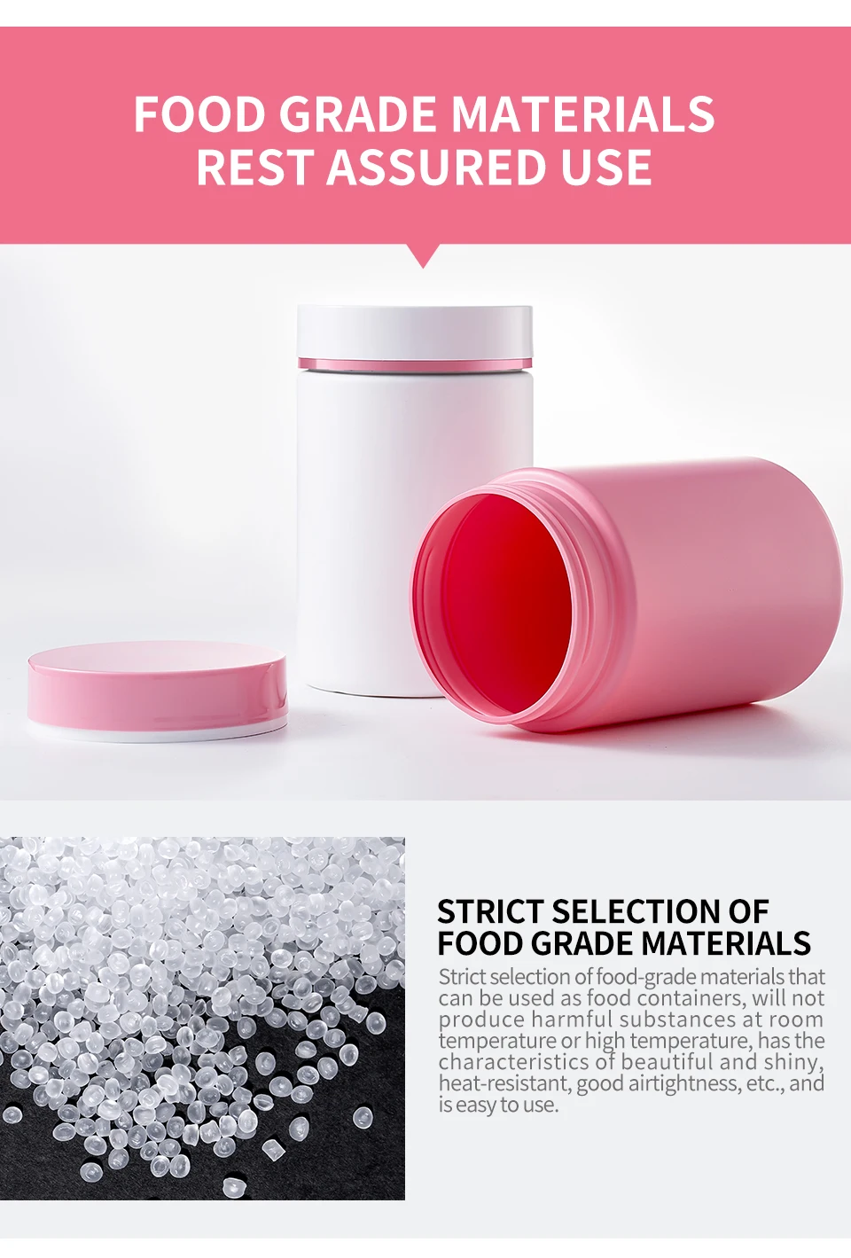 HDPE Pink Container 1200ml - Ideal for Protein Powder